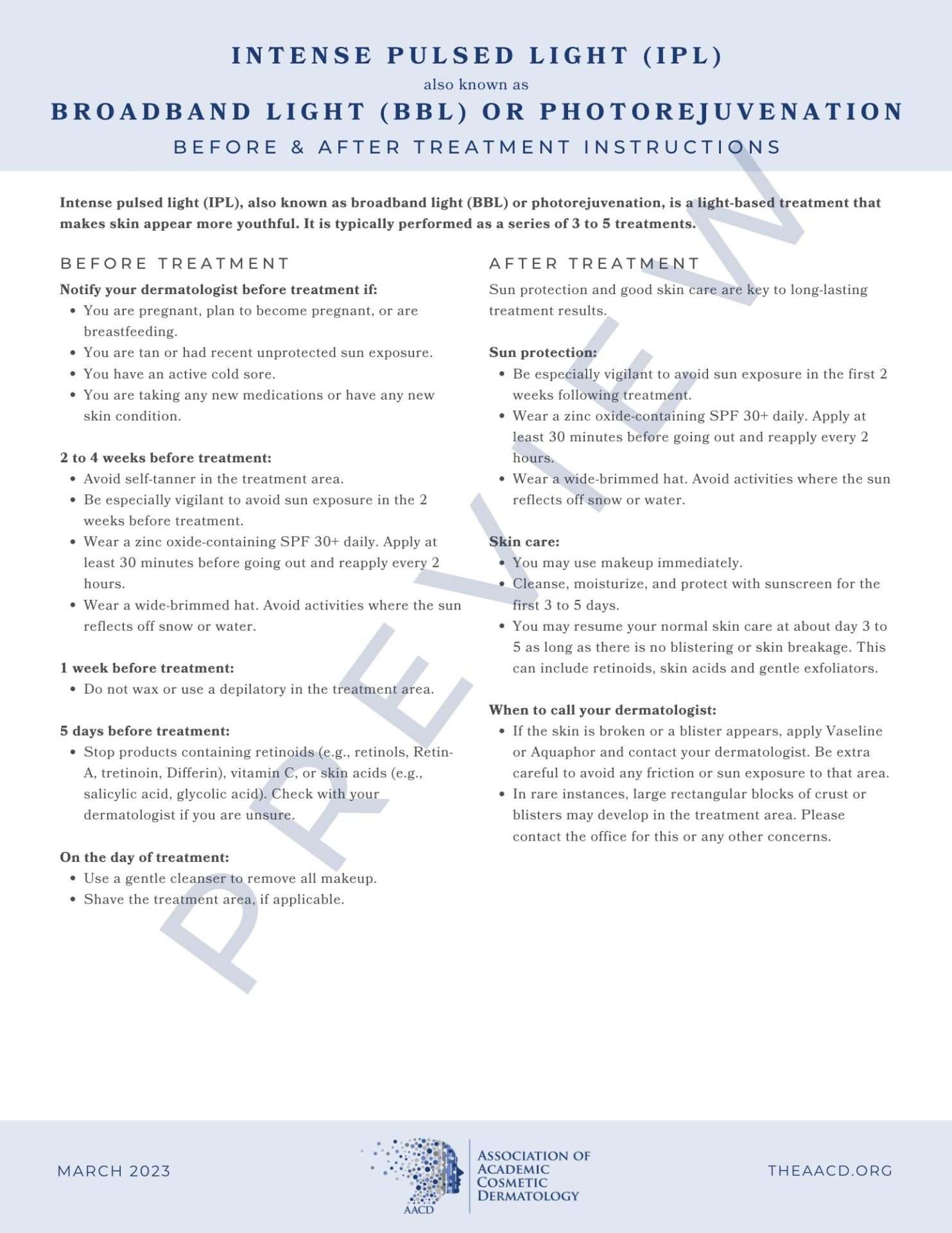 Patient Handouts - AACD - Association of Academic Dermatology - TheAACD.org